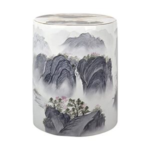 xaronf hand-painted landscape ceramic drum stool, cylindrical classical dressing stool, creative retro entry footstool. (size : c)