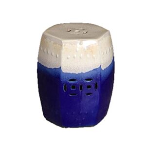 xaronf ceramic drum stool, decorative drum pier, shoe-changing stool, retro dressing stool. (color : dark blue)