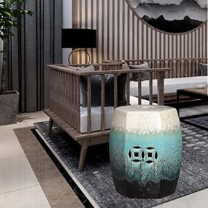 XARONF Ceramic Drum Stool, Decorative Drum Pier, Shoe-Changing Stool, Retro Dressing Stool. (Color : Dark Blue)