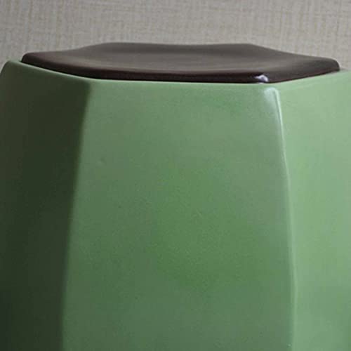 XARONF Green Hexagonal Ceramic Stools, Low Stools in The Entrance Hall, Shoe-Changing Stools, Drum Stools, Piers, Suitable for Balconies and Open-air Gardens.