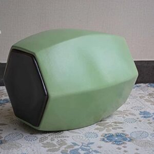 XARONF Green Hexagonal Ceramic Stools, Low Stools in The Entrance Hall, Shoe-Changing Stools, Drum Stools, Piers, Suitable for Balconies and Open-air Gardens.