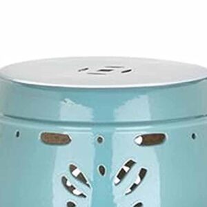 XARONF Butterfly Color Glaze Hollow Ceramic Drum Stool, Garden Round Stool, Porcelain Stool for Shoe Changing Stool, Dressing Chair and Bathroom Stool. (Color : White)