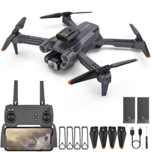 drone with camera for adults kids, 1080p hd fpv camera drones, 90° adjustable lens, gestures selfie, one key start, 360° flips, 2 batteries, rc quadcopter helicopter toy gift for boys girls