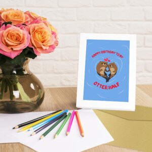 OfficeKolor Birthday Card for Husband Fiance, Romantic Birthday Card for Wife Boyfriend Girlfriend, Happy Birthday To My Otter Half, Birthday Gift Cards for Him Her 8/ x 5.3/ OFF-LoveBR-OtterHalf