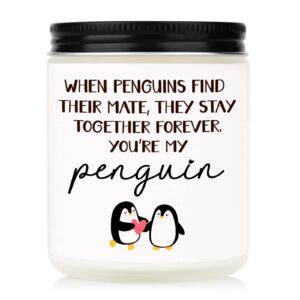 i love you gifts for him her, anniversary candle gifts for men women, birthday, christmas, valentines gifts for boyfriend girlfriend wife husband, you're my penguin gifts