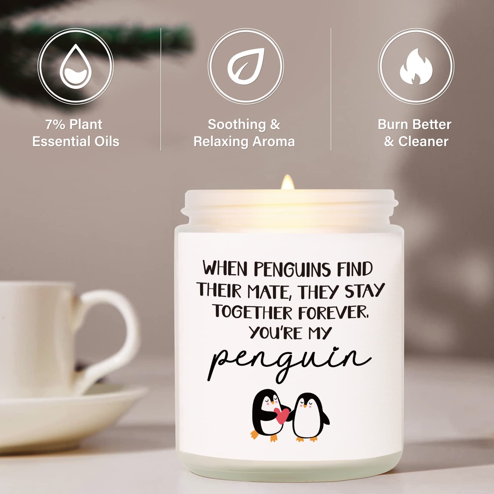 I Love You Gifts for Him Her, Anniversary Candle Gifts for Men Women, Birthday, Christmas, Valentines Gifts for Boyfriend Girlfriend Wife Husband, You're My Penguin Gifts