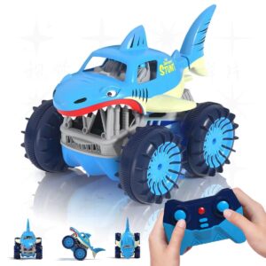 zingzoom amphibious remote control car, fast direct charging rc cars 360° flip waterproof monster trucks 2.4ghz 15km/h 4wd all terrain rc race car toy xmas gift for boys and girls aged 3-12