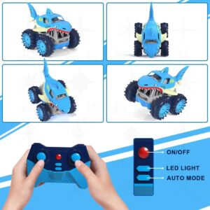 zingzoom Amphibious Remote Control Car, Fast Direct Charging RC Cars 360° Flip Waterproof Monster Trucks 2.4Ghz 15KM/H 4WD All Terrain RC Race Car Toy Xmas Gift for Boys and Girls Aged 3-12