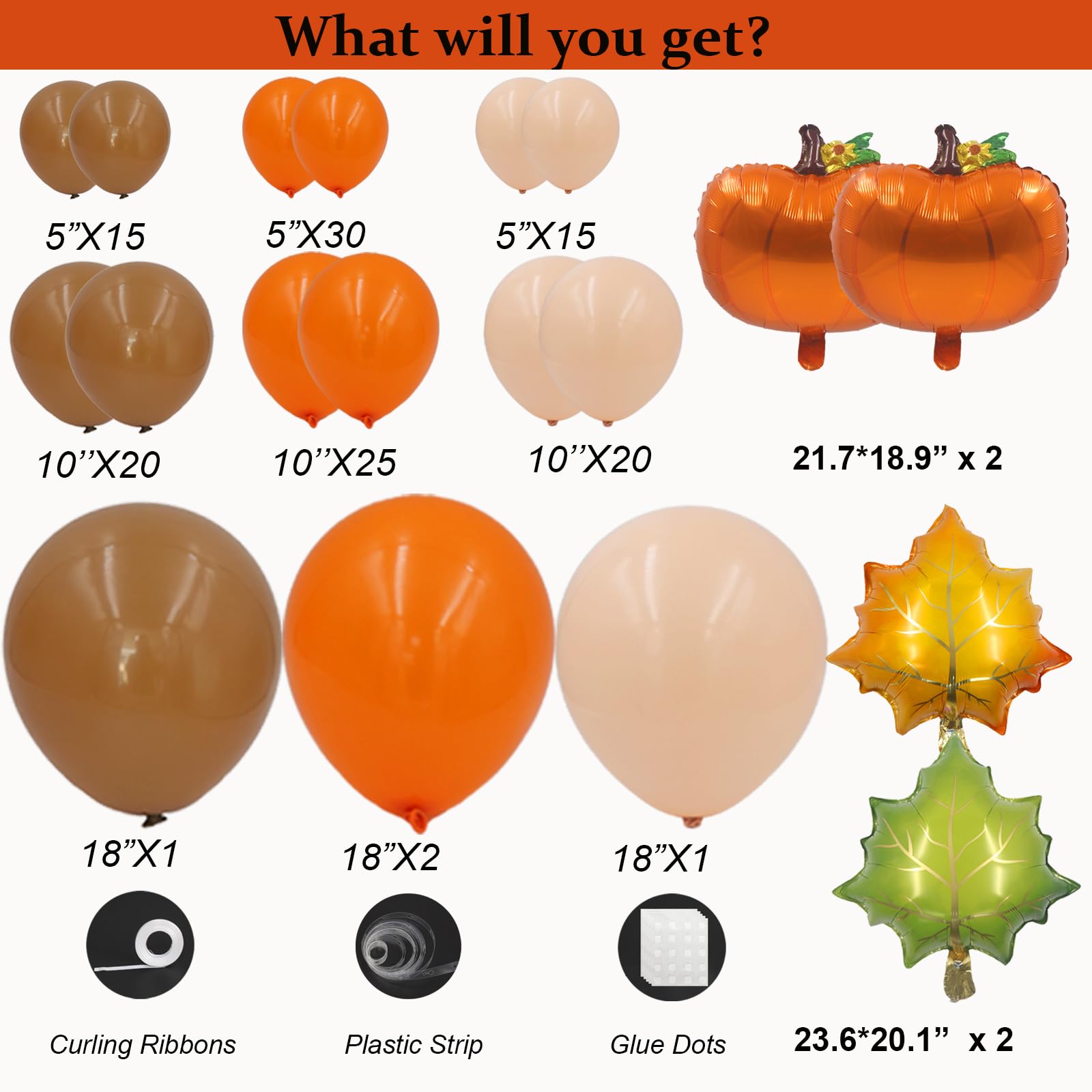 Fall Balloon Garland Arch Kit -Fall Birthday Party Baby Shower Decorations-133pcs Orange Brown Nude Balloons with Maple Leaves and Pumpkin for Little Pumpkin Fall Autumn Party Supplies