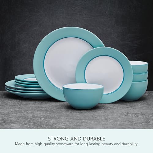 Pfaltzgraff Grayson Teal 12 Piece Dinnerware Set, Service for 4