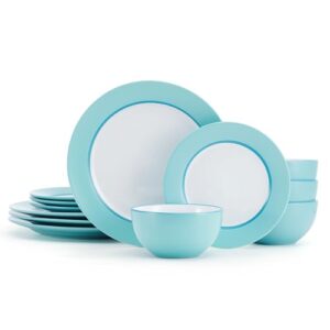 Pfaltzgraff Grayson Teal 12 Piece Dinnerware Set, Service for 4