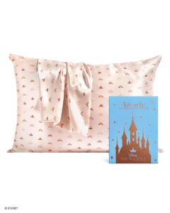 kitsch x disney satin pillowcase with zipper for hair & skin, softer than silk pillow cases queen, pillow covers, machine washable, wrinkle-free, satin pillow cases standard size 19x26 (desert crown)