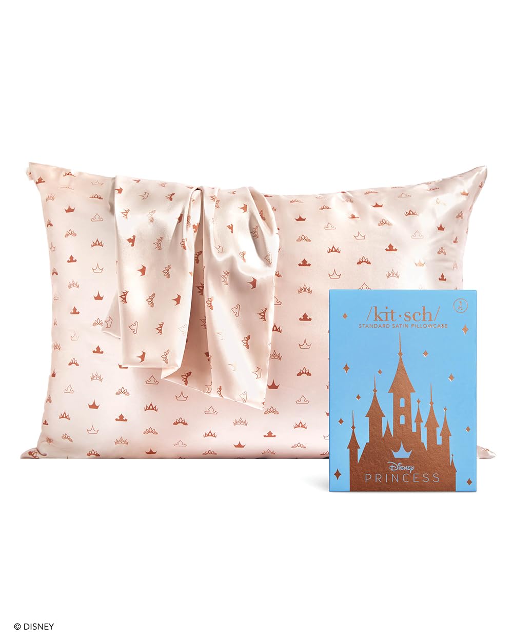 Kitsch x Disney Satin Pillowcase with Zipper for Hair & Skin, Softer Than Silk Pillow Cases Queen, Pillow Covers, Machine Washable, Wrinkle-Free, Satin Pillow Cases Standard Size 19x26 (Desert Crown)