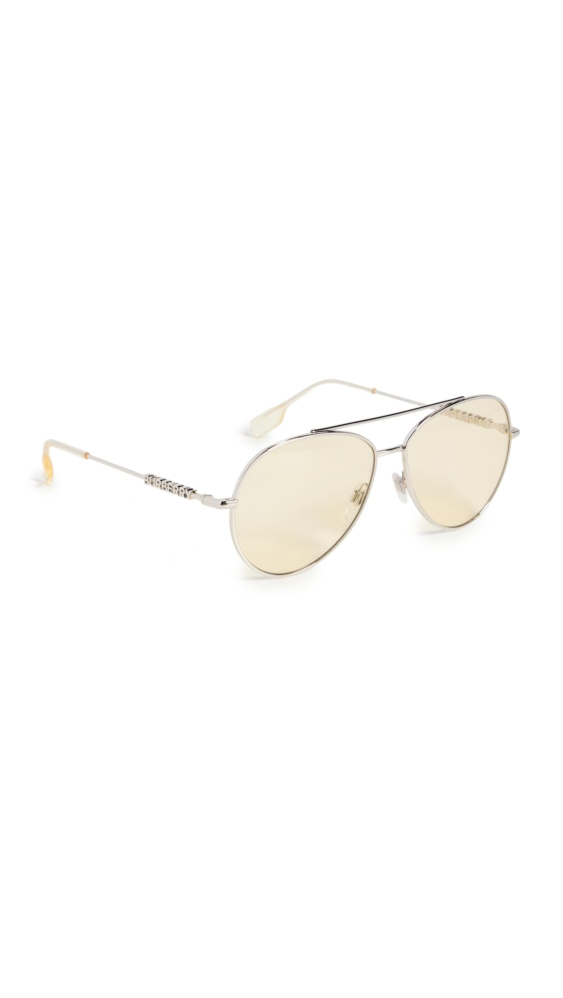 Burberry Classic Aviator Sunglasses, Silver/Yellow, One Size