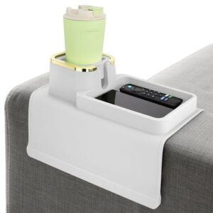 lifebox couch cup holder tray & coffee cup - silicone sofa cup holder couch arm rest - cup holder couch caddy - cup holder for recliner chair arm - couch remote holder for couch arm table white