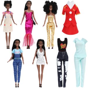 onest 5 sets 11.5 inch african american dolls include 5 pieces black girl dolls, 8 pieces handmade doll clothes, 5 pairs of doll shoes