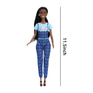 ONEST 5 Sets 11.5 Inch African American Dolls Include 5 Pieces Black Girl Dolls, 8 Pieces Handmade Doll Clothes, 5 Pairs of Doll Shoes