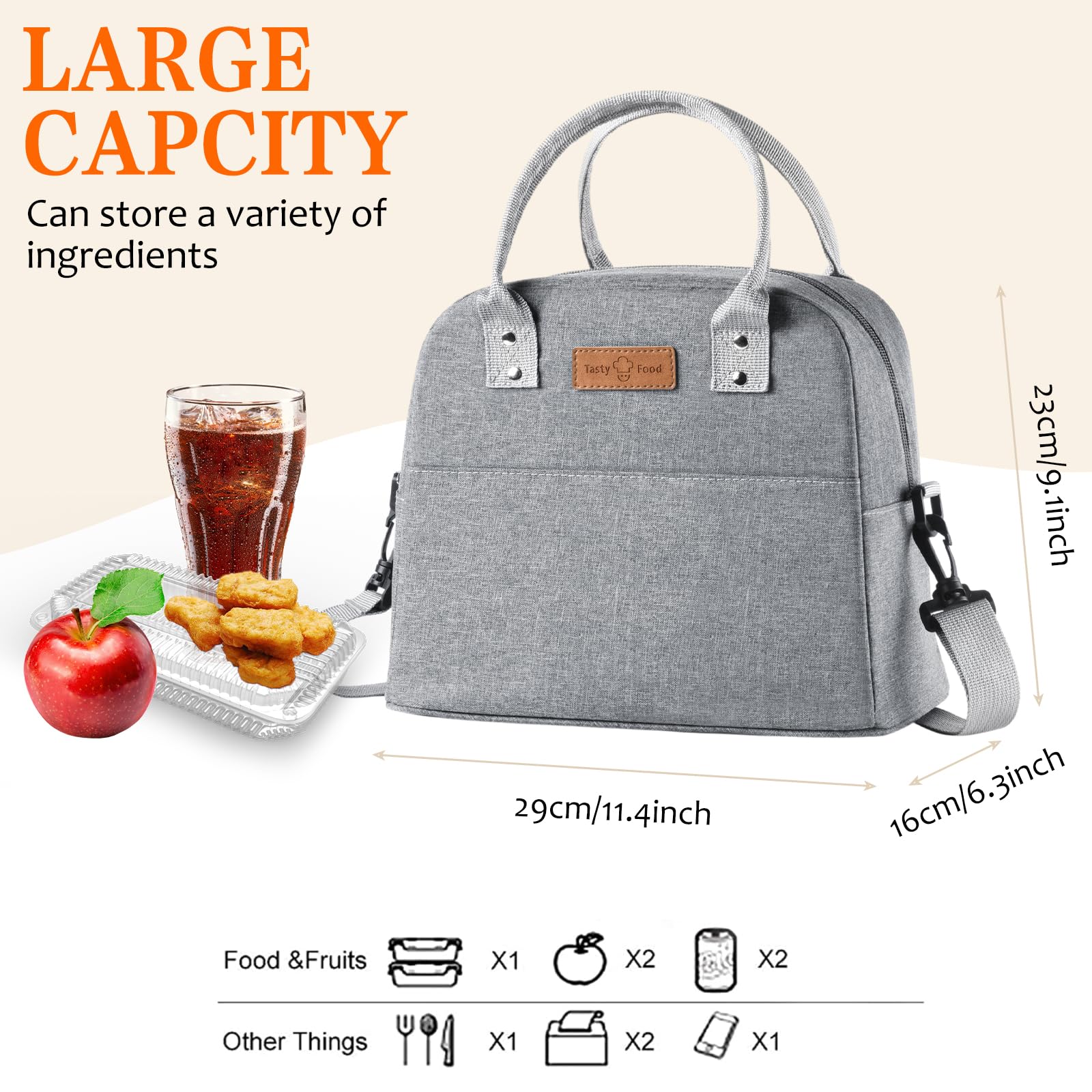 Insulated Lunch Bag For Women And Men - Waterproof Oxford Cloth Lunch Box Tote Bag Built-In Aluminum Film Keep Warm/Cool Lunch Bags For Travel,Outdoor,Office, Picnic (Shoulder strap-burgundy)