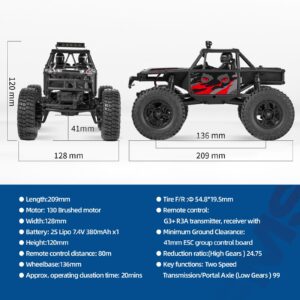 MQ & KUN FMS FCX24 1/24 Lemur RTR, 4x4 Brushed RC Buggy 8KPH+ RC Monster Baja Truck All-Terrain Off-Road RC Rock Crawler for Adults Included LED Headlight, Battery, 2.4Ghz Remote Control(Green)