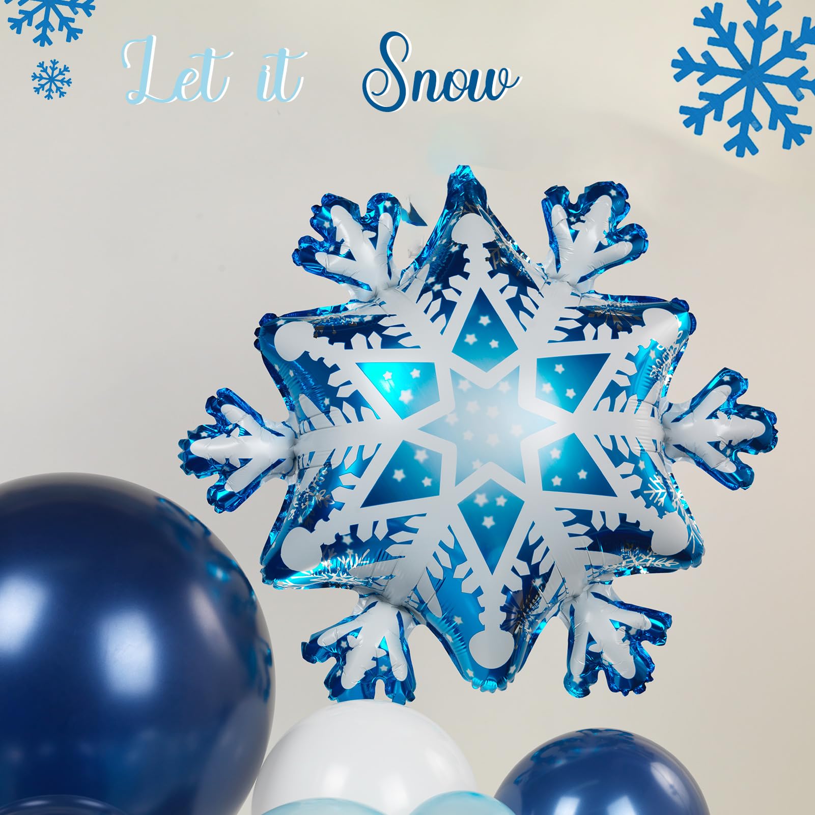 FROUFING Winter wonderland balloon garland arch kit 140pcs Navy Blue White Silver with mylar snowflake star balloons for winter 1st birthday Boy baby shower snow queen theme party decorations