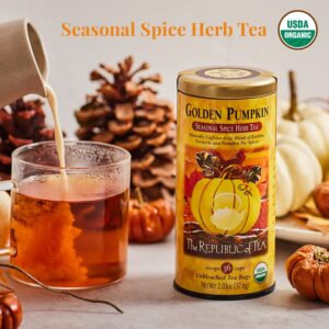 The Republic of Tea – Limited-Edition Fall Pumpkin Teas - Pumpkin Spice and Golden Pumpkin Tea Bundle – 50 and 36 Count Tea Bags