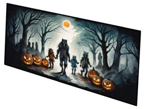 caroline's treasures werewolves spooky halloween indoor/outdoor runner mat 28x58 front door mat indoor outdoor rugs for entryway hallway foyer non slip washable wide doormat