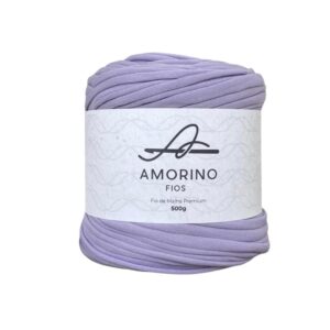 amorino fios t shirt yarn premium - crochet & knitting, easy crocheting for beginners, thick 3,6cm, tshirt yarn for crafts, polyester yarn, knotless, macrame t-shirt yarn (color: lavender).