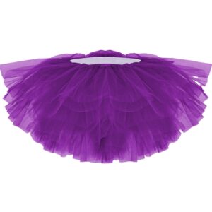 Tutus for Women Adult Tutu Tulle Skirts Costumes for Women 5 Layered Womens Purple Tutu Skirts for Girls Teens Halloween Ballet Minion Sexy Witch Purge Mario Mike Wazowski Sully Cookie Monster Crayon