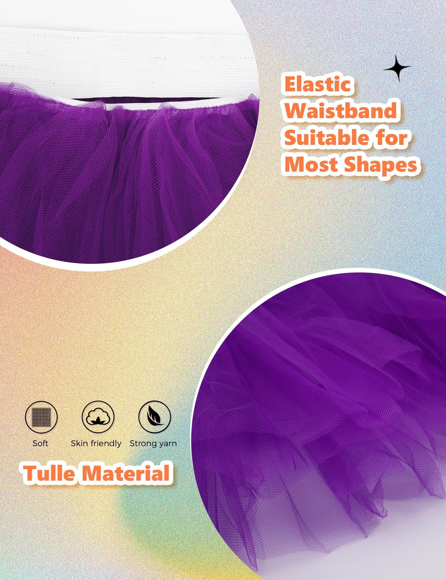 Tutus for Women Adult Tutu Tulle Skirts Costumes for Women 5 Layered Womens Purple Tutu Skirts for Girls Teens Halloween Ballet Minion Sexy Witch Purge Mario Mike Wazowski Sully Cookie Monster Crayon