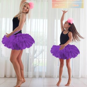 Tutus for Women Adult Tutu Tulle Skirts Costumes for Women 5 Layered Womens Purple Tutu Skirts for Girls Teens Halloween Ballet Minion Sexy Witch Purge Mario Mike Wazowski Sully Cookie Monster Crayon