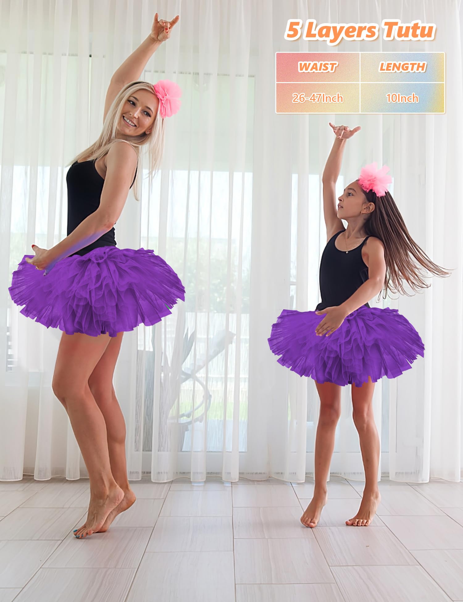 Tutus for Women Adult Tutu Tulle Skirts Costumes for Women 5 Layered Womens Purple Tutu Skirts for Girls Teens Halloween Ballet Minion Sexy Witch Purge Mario Mike Wazowski Sully Cookie Monster Crayon