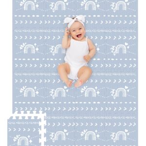 ieBabay Baby Foam Play Mat - 67.2" x 48" Puzzle Floor Mat - Baby Crawling Mat with Interlocking Tiles, Soft Foam Play Mat Floor Tiles for Playroom Nursery Or Home Decor (5.6 x 4 ft, Boho Rainbow)