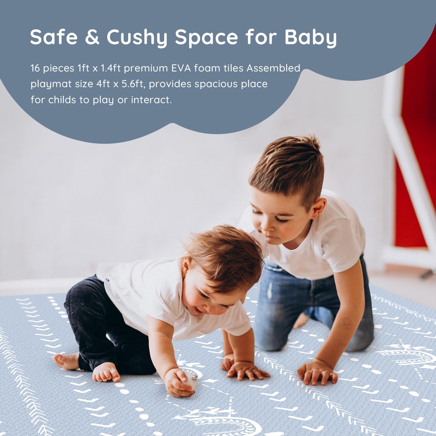 ieBabay Baby Foam Play Mat - 67.2" x 48" Puzzle Floor Mat - Baby Crawling Mat with Interlocking Tiles, Soft Foam Play Mat Floor Tiles for Playroom Nursery Or Home Decor (5.6 x 4 ft, Boho Rainbow)