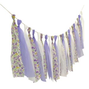 mybbshower purple floral tassel garland 10 inch for room home lavender wedding engagement bridal shower hanging party backdrop decoration