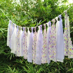 Mybbshower Purple Floral Tassel Garland 10 inch for Room Home Lavender Wedding Engagement Bridal Shower Hanging Party Backdrop Decoration