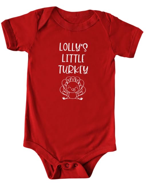 Lolly's Little Turkey Color Infant Bodysuit, Fall Baby Shower Newborn Gift, Pregnancy Reveal Onesie Present, Thanksgiving, Unisex (6M, Short Sleeve, Yellow)