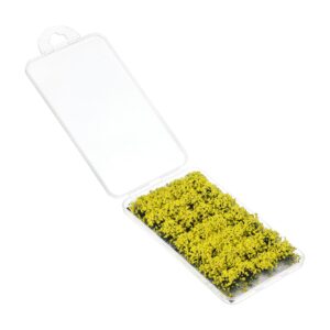 patikil static flower cluster grass tuft model, 1 set/28pcs miniature flowers vegetation groups bushy tuft scenery model diy for landscape railway artificial grass modeling, yellow