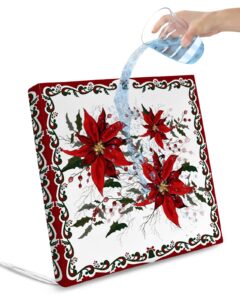 poinsettia christmas outdoor cushion chair cover set of 2 - waterproof couch seat covers, winter xmas botanical merry christmas patio furniture protector slipcovers for sofa/garden/rv, 20"x18"x4"