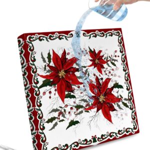 Poinsettia Christmas Outdoor Cushion Chair Cover Set of 2 - Waterproof Couch Seat Covers, Winter Xmas Botanical Merry Christmas Patio Furniture Protector Slipcovers for Sofa/Garden/RV, 20"x18"x4"