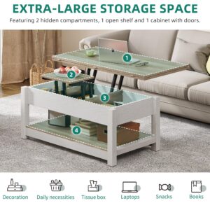 YITAHOME Lift Top Coffee Table, 3 in 1 Multi-Function Coffee Tables with Storage for Living Room, Farmhouse Modern Dining Table for Small Reception Room/Home Office,Grey Wash