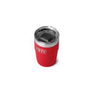 yeti rambler 8 oz stackable cup, stainless steel, vacuum insulated espresso cup with magslider lid, rescue red