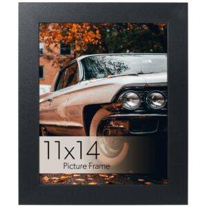 wallsthatspeak elements 11x14 picture frame, wall hanging black frame displays vertically or horizontally with attached hardware, includes high clarity glass