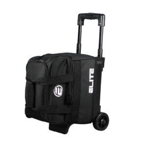 elite basic single 1 ball roller bowling bag with rolling wheels holds bowling shoes up to us size 10.5 mens (black)