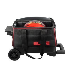 ELITE Basic Single 1 Ball Roller Bowling Bag with Rolling Wheels Holds Bowling Shoes up to US Size 10.5 Mens (Black)