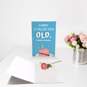 Chenive Hilarious Birthday Card for Men Women, Funny Birthday Card for Him Her, 40th 50th 60th Birthday Card, Sorry I Called You Old I Thought You Knew