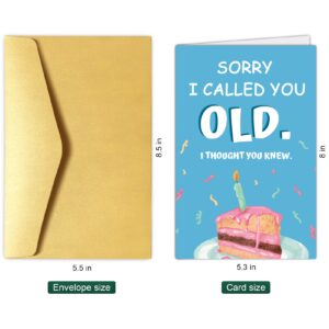 Chenive Hilarious Birthday Card for Men Women, Funny Birthday Card for Him Her, 40th 50th 60th Birthday Card, Sorry I Called You Old I Thought You Knew