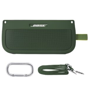 co2crea soft silicone case replacement for bose soundlink flex bluetooth portable speaker (silicone case, cypress green case)