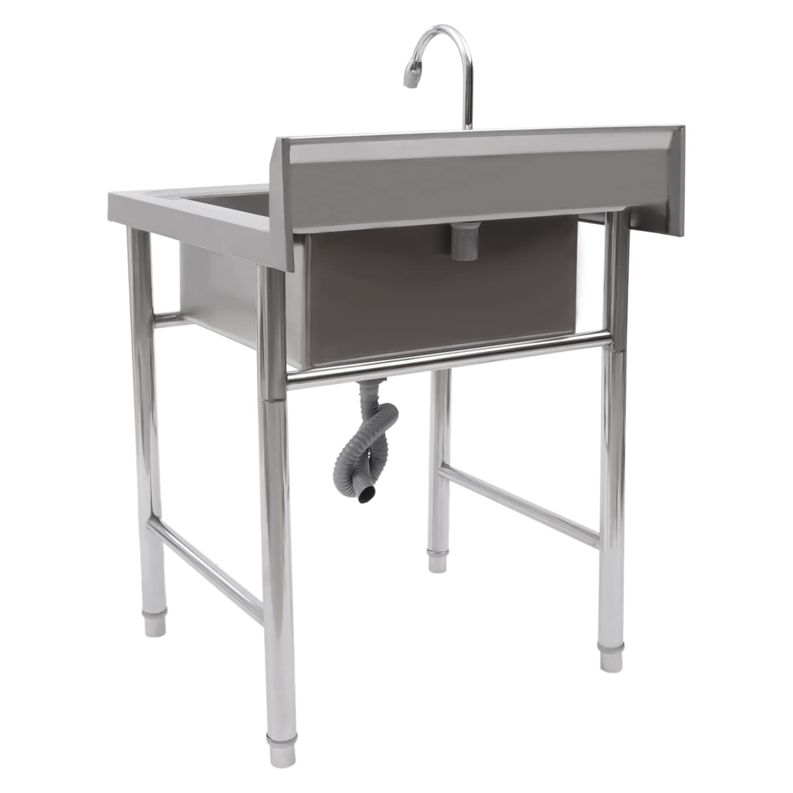 Stainless Steel Utility Sink,Free Standing Single Bowl Set Prep Sink Station for Restaurant Kitchens Laundry Room,with Backsplash