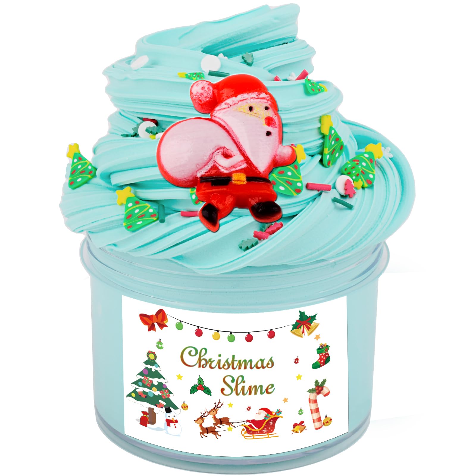 1 Pack Big Christmas Butter Slime with Cute Stitch and Santa Claus Charms,Fragrant and Elastic Toys,Scented Non Sticky,Super Soft,Party Prizes,Birthday for Boys and Girls.