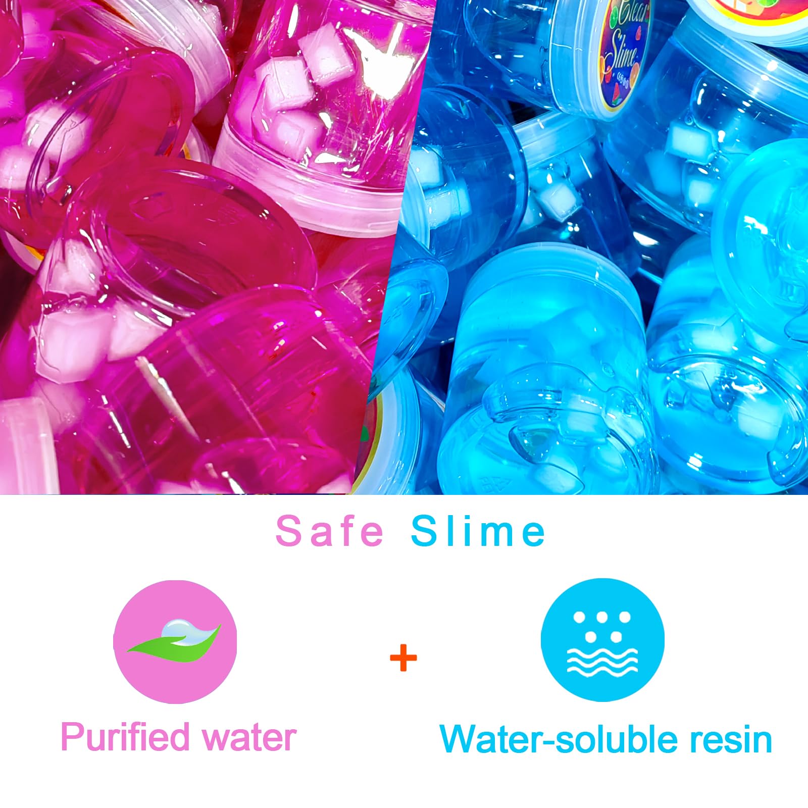 2 Pack Jelly Cube Glimmer Crunchy Slime Kit,Cute Toys and Stickers,Super Soft, Non-Sticky, Party Favors and Stress Relief Toy for Kids Education, Party Favor, Gift and Birthday